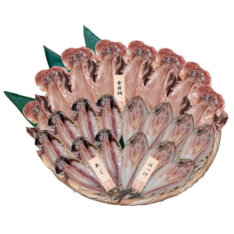 ■商品説明 旨みが強くまろやかな味わいが特徴の長崎県・五島灘の塩を使用しています。 鮮度を保ち旨みが増した干物をぜひお楽しみください。 ■商品詳細 製造生産地：日本 内容：あじ100g×7、ほっけ140g×7、金目鯛160g×8 賞味期間：...