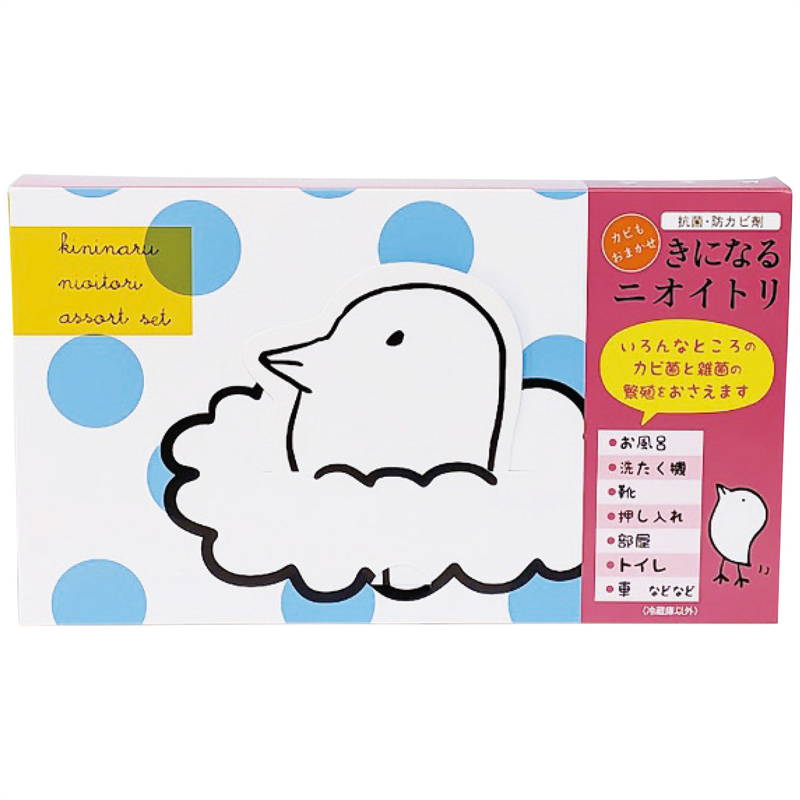 ■商品説明 きになるニオイトリのアソートセットです。カビやニオイの気になる所に吊るすだけのオールマイティ用2枚、ニオイの気になる靴に入れるだけの靴・ブーツ用1足分、洗濯槽のカビを防ぐ洗濯槽用1枚、お風呂に吊るすだけでカビを防ぐお風呂用1枚の...