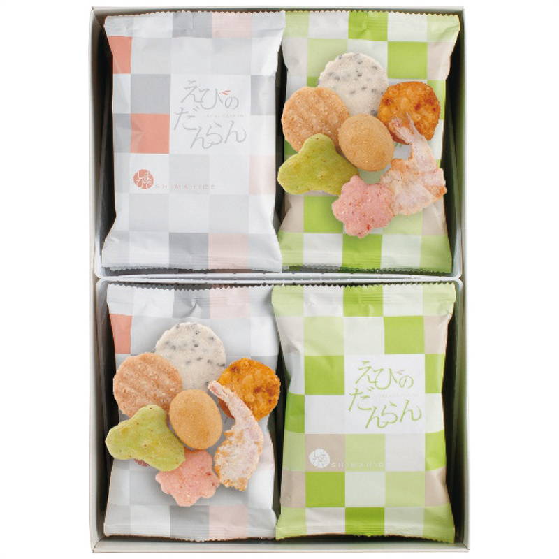 ■商品説明 海老煎餅、米菓子、豆菓子を「サックサック」「パリッパリ」とした軽い歯ざわりのひと味違った詰合せに仕上げました。 ■商品詳細 生産地：日本製 箱サイズ：21.2×30.5×9.8cm 重さ：500g 内容：えびのだんらん(1袋7種...