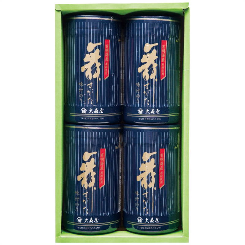 ■商品説明 有明海産原料を使用した、風味と口溶けの良い味付のりの詰合せ。 保存に便利な卓上タイプです。 ■商品詳細 生産地：日本製 箱サイズ：17.4×30.5×8.1cm 重さ：470g 内容：味付のり(10切32枚)4個 賞味期間：製造...