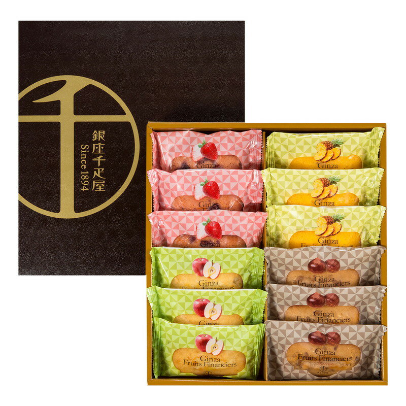 ■商品説明 フルーツ果汁を生地に混ぜ込み、果肉をトッピングした、香り高いフィナンシェです。 ■商品詳細 内容：ストロベリー、アップル、マロン、パイナップル各3個／計12個 生産地：[加工地]大阪府 賞味期間：製造日より常温90日 アレルゲン...