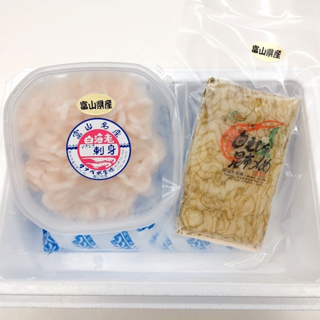 ★　ご注意　★当店は各出店店舗からの直送となります。異なる店舗の商品をまとめて同梱発送することはできませんので、あらかじめご了承ください。 富山湾の宝石と呼ばれるシロエビの人気No.1セット！ 富山県産の貴重なシロエビを一匹一匹の殻を丁寧に...