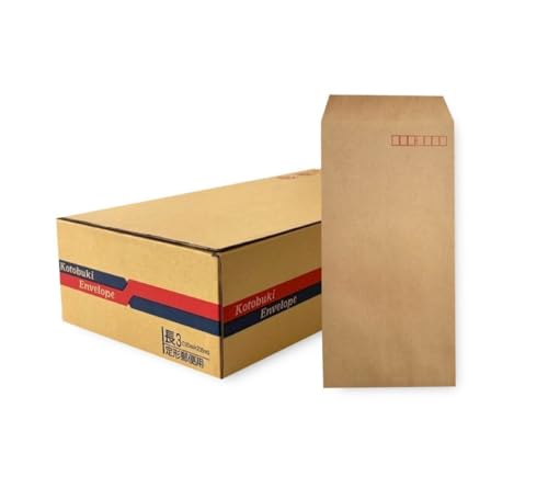 枠付ブラウン/長3/10603・パッケージ個数:1・120mm×235mm・長形3号・入数：1 000枚・紙厚：70g/・バージンパルプ100%一般的な定形内最大寸法の未晒茶封筒。木材のイメージそのままの色の定形内最大寸法の茶封筒。中身が透...