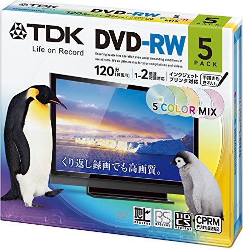 -/-/DRW120DPMA5UE・パッケージ個数:1・規格:-RW / 容量(GB):4・種類:AV用 / 記録面:片面1層 / 2倍速・入数:5・盤面印刷:可 / 印刷面:通常・著作権保護:CPRMDVD-RW 録画用 120分 1-2...