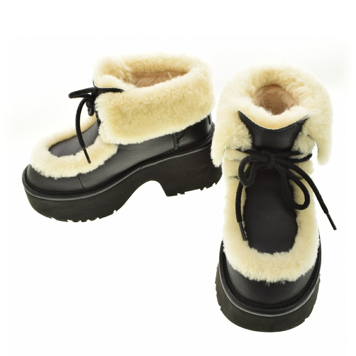 #UGG#Xa#Xb#Xc#Xd#Xe#Yf#Y10#Y11#Y12#Y13#L1a#L1b#L1c#L1d#L1e#UGG#ブラック系#レースアップ#サイズ約24cm#表記サイズ：24#コンディションC##レディース#シューズ#ブーツ#冬...