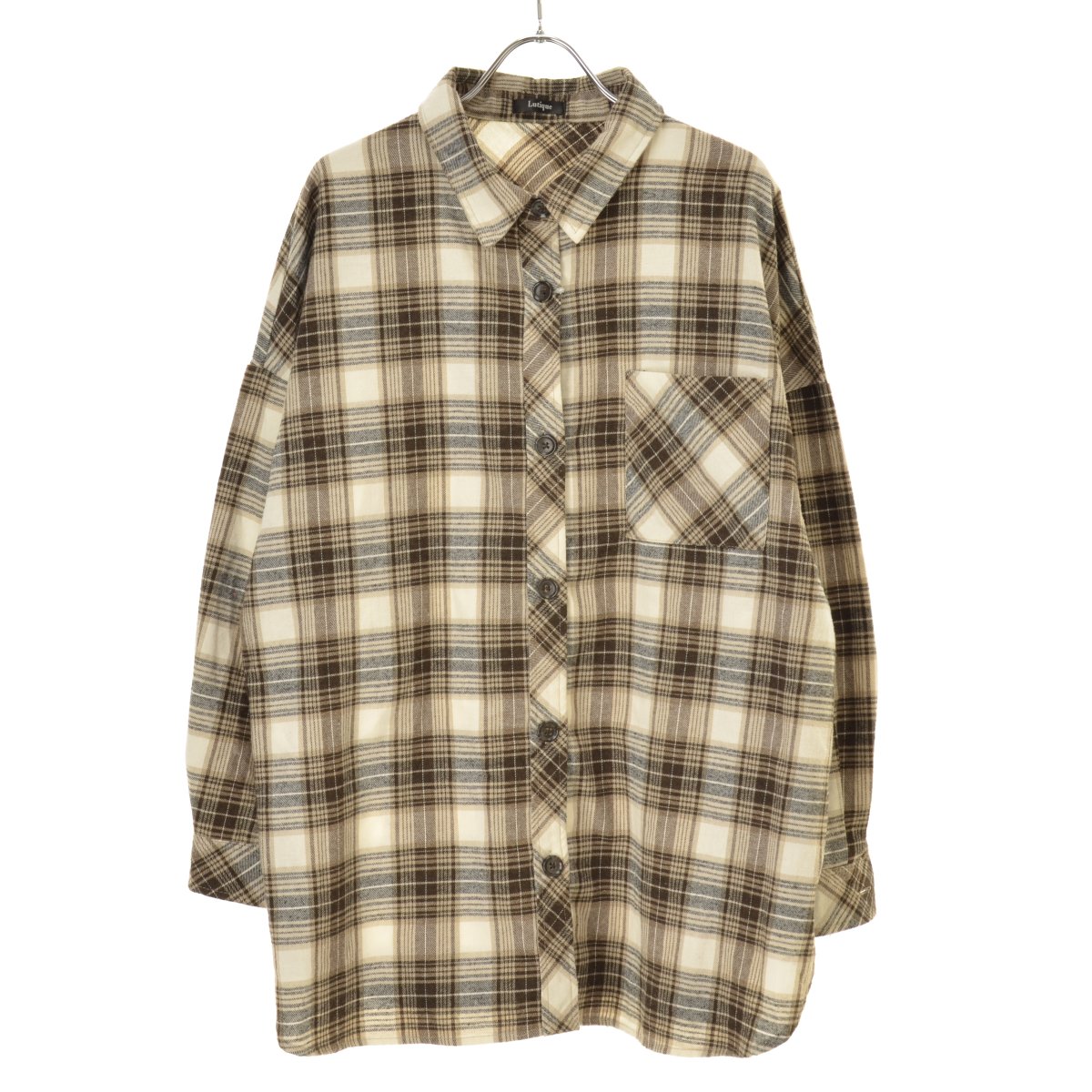 #Lutique#X40#X41#X42#X43#X44#Y48#Y49#Y4a#Y4b#Y4c#Lutique#ブラウン系#ベージュ系#ホワイト系#チェック#表記サイズ：L#コンディションC##レディース#シャツ・ブラウス・ベスト#シャツ...