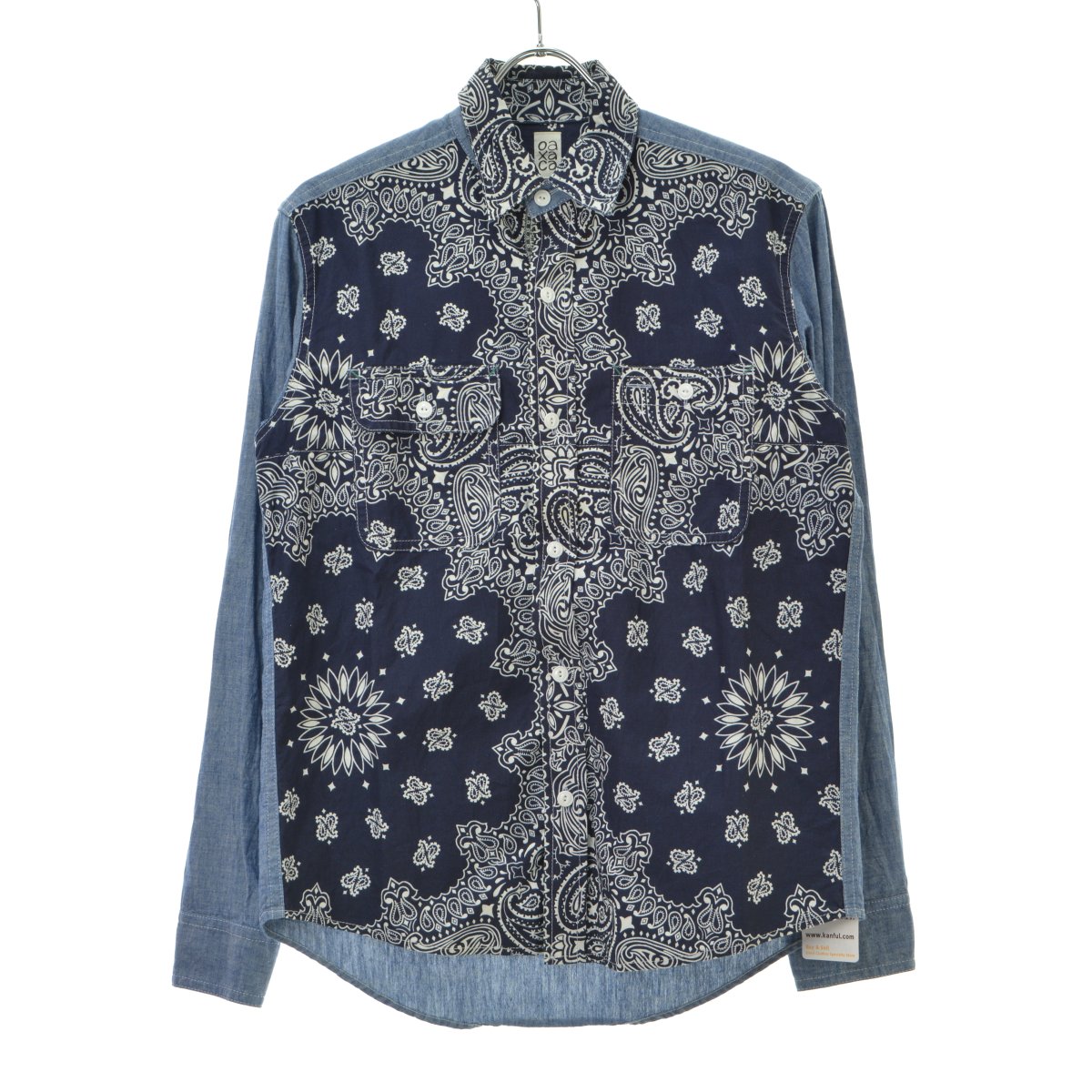 #OAXACA#X34#X35#X36#X37#X38#Y48#Y49#Y4a#Y4b#Y4c#S2b#S2c#S2d#S2e#S2f#OAXACA#ブルー系#ホワイト系#シャンブレー#表記サイズ：M#コンディションD##メンズ#シャツ・ベ...