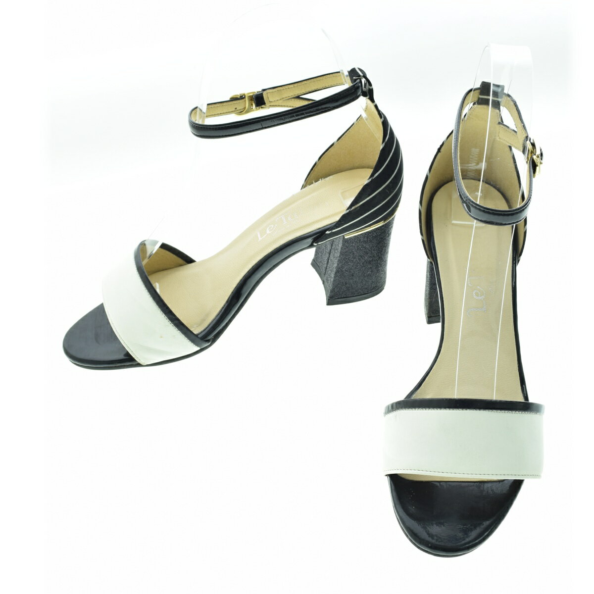 #LeTalon#X5#X6#X7#X8#X9#H5#H6#H7#Z15#Z16#Z17#Le Talon#ホワイト系#ブラック系#アンクル#ストラップ#サイズ約22cm#表記サイズ：35.5#コンディションD##レディース#シューズ#サン...