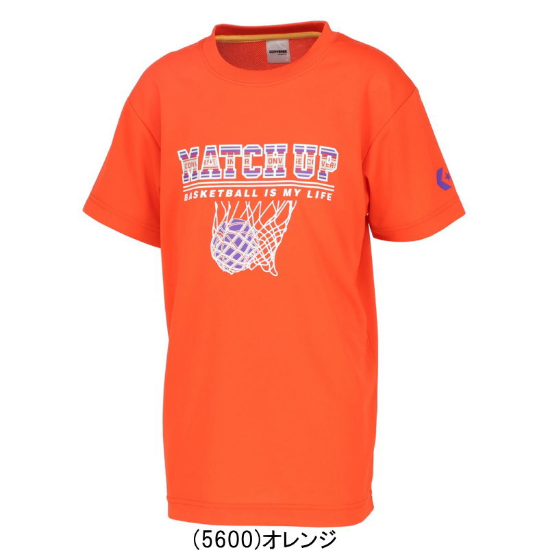 ※店頭在庫品 ■メーカー コンバース（CONVERSE） ■品番 CB441352 ■品名 バスケット ジュニア用 プリント Tシャツ 半袖 ■カラー (5600)オレンジ ■サイズ (130)身長125〜135・胸囲61〜67・ウエスト5...