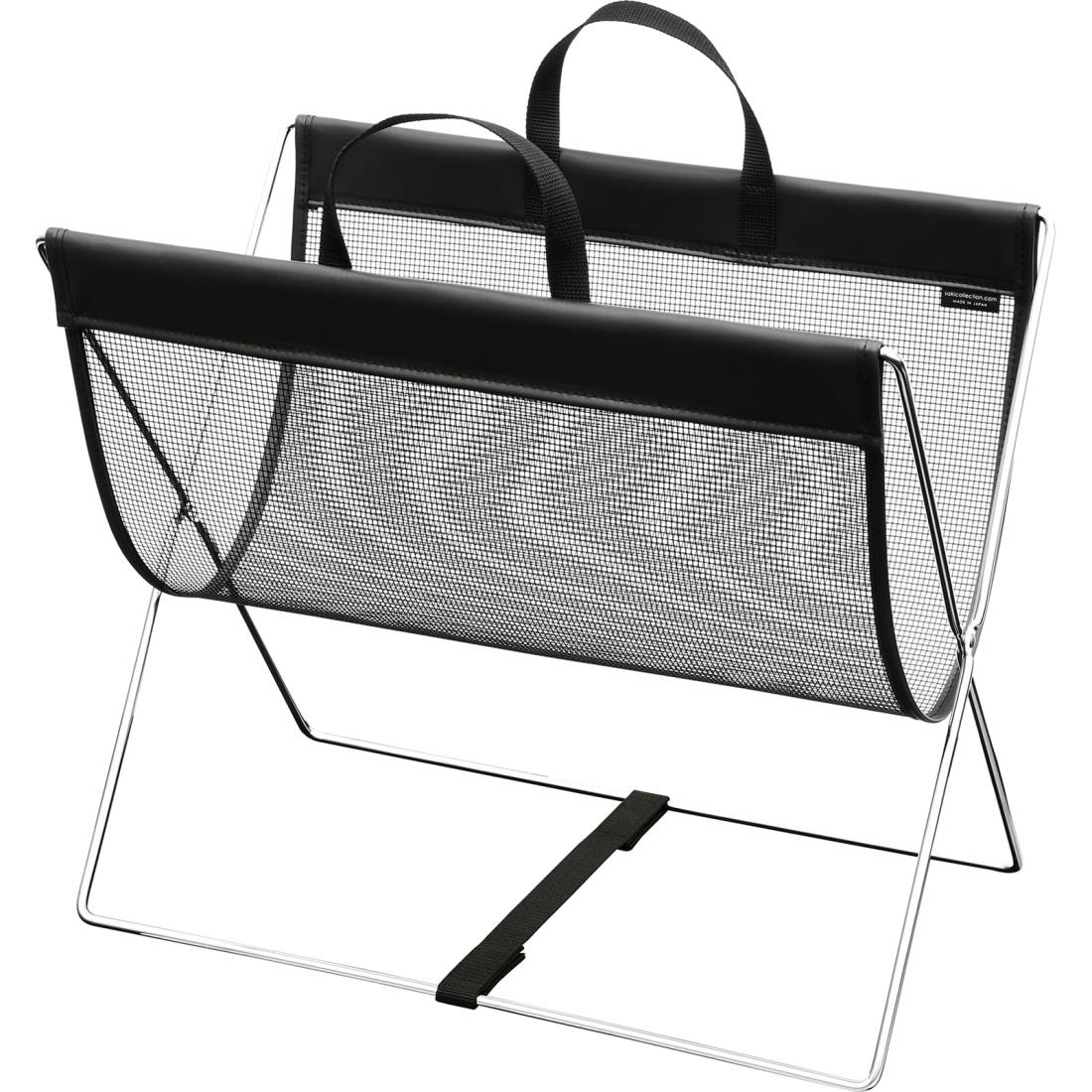 サイズ：Mサイズ◆商品名：サキ 手荷物入れ セルフワゴン メッシュ×レザー調 PVC ブラック R-358本体サイズ:約幅43×奥行25×高さ39(本体25)cm素材・材質:ナイロン、ポリ塩化ビニル、スチール(表面クロームメッキ)生産国:日...