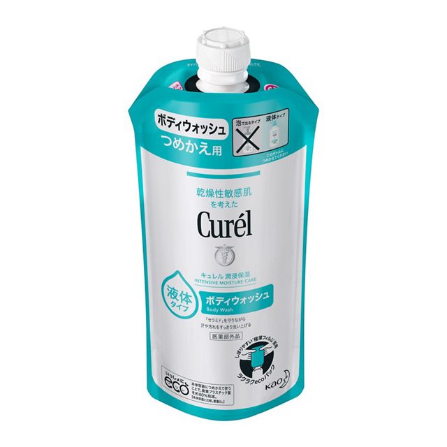 キュレル　ボディウォッシュ　つめかえ用　340ml（医薬部外品）■　販売名CurlボディウォッシュG1■　効能効果「セラミド」を守りながら、汗や汚れを洗い流します。 「セラミドケア＊」で外部刺激で肌荒れしにくい、健やかな「潤い高密度肌」に保...