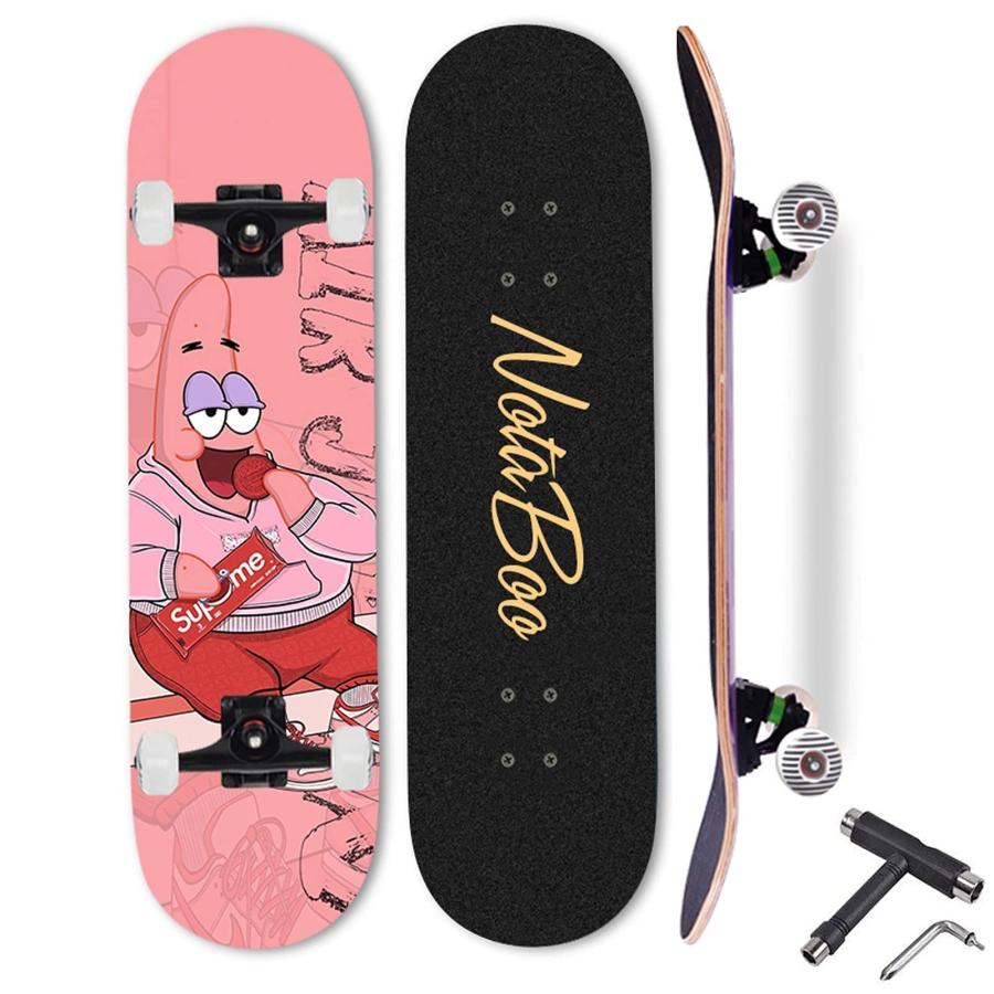 スムーズでスピーディー：スケートボードは滑り止めの高反発95A PUホイール、高精度のABEC-7ベアリング、優れた衝撃吸収性を備えており、スムーズな乗り心地と地面からの素早いレスポンスを実現します。優れたコントロール：7層のメープルデッキ...
