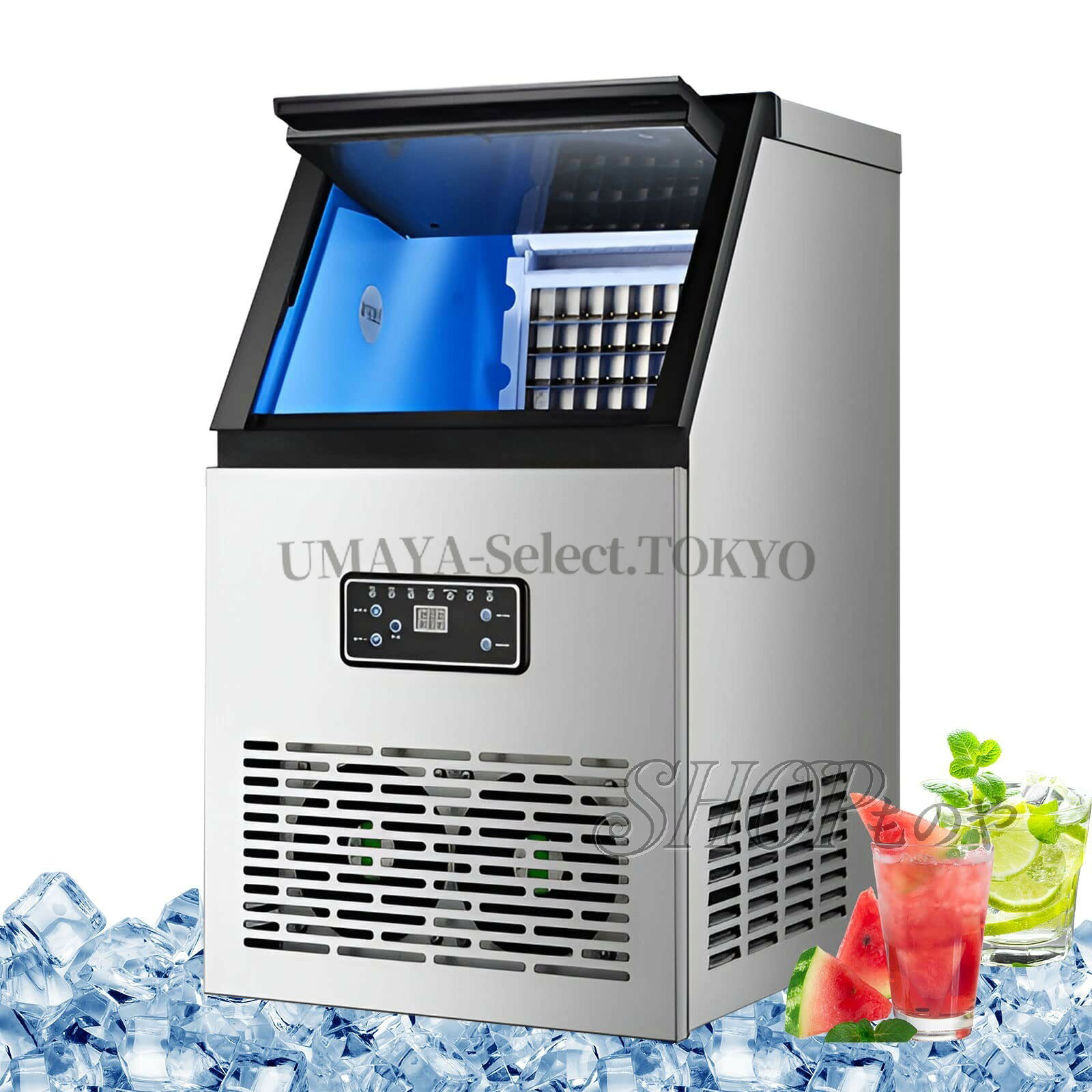 【商品名】製氷機 業務用製氷機 自動製氷機 1日最大60kg 1012分製氷 40個 タンク容量11kg 氷サイズ調節可能 2つの給水方法 自動製氷停止 静音 ステンレス鋼 パーティーの集まり、レストラン、バーに最適【価格】75117円【商...