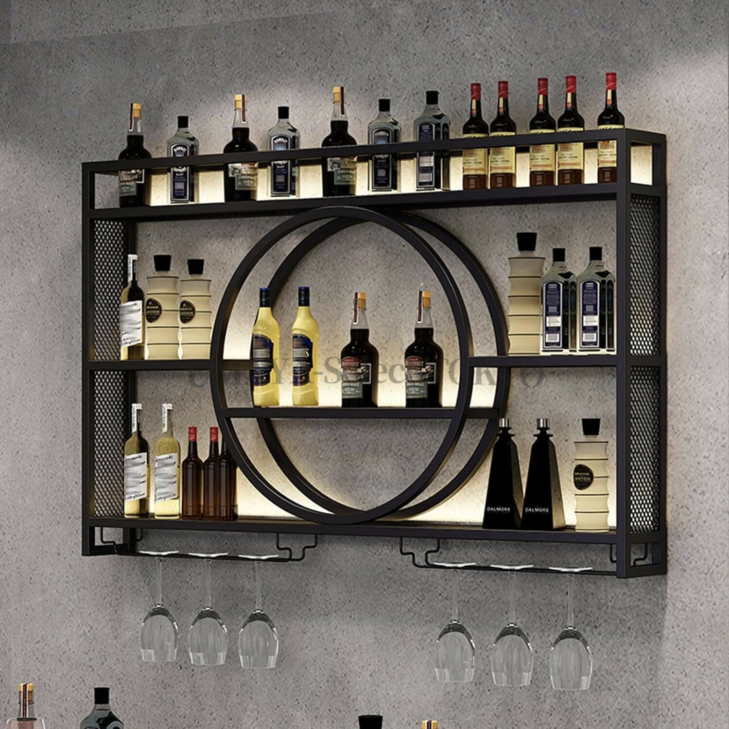 【商品名】ワインラック ワインホルダー酒ラック壁掛け ディスプレイスタンド 酒 棚壁掛け式 吊り下げ 壁ワインラックワイン置き居酒屋 レストラン 飲食店 バー クラブ用 ワインスタンド ワイン収納 お酒収納 アイアンアートボトルワインホルダ...