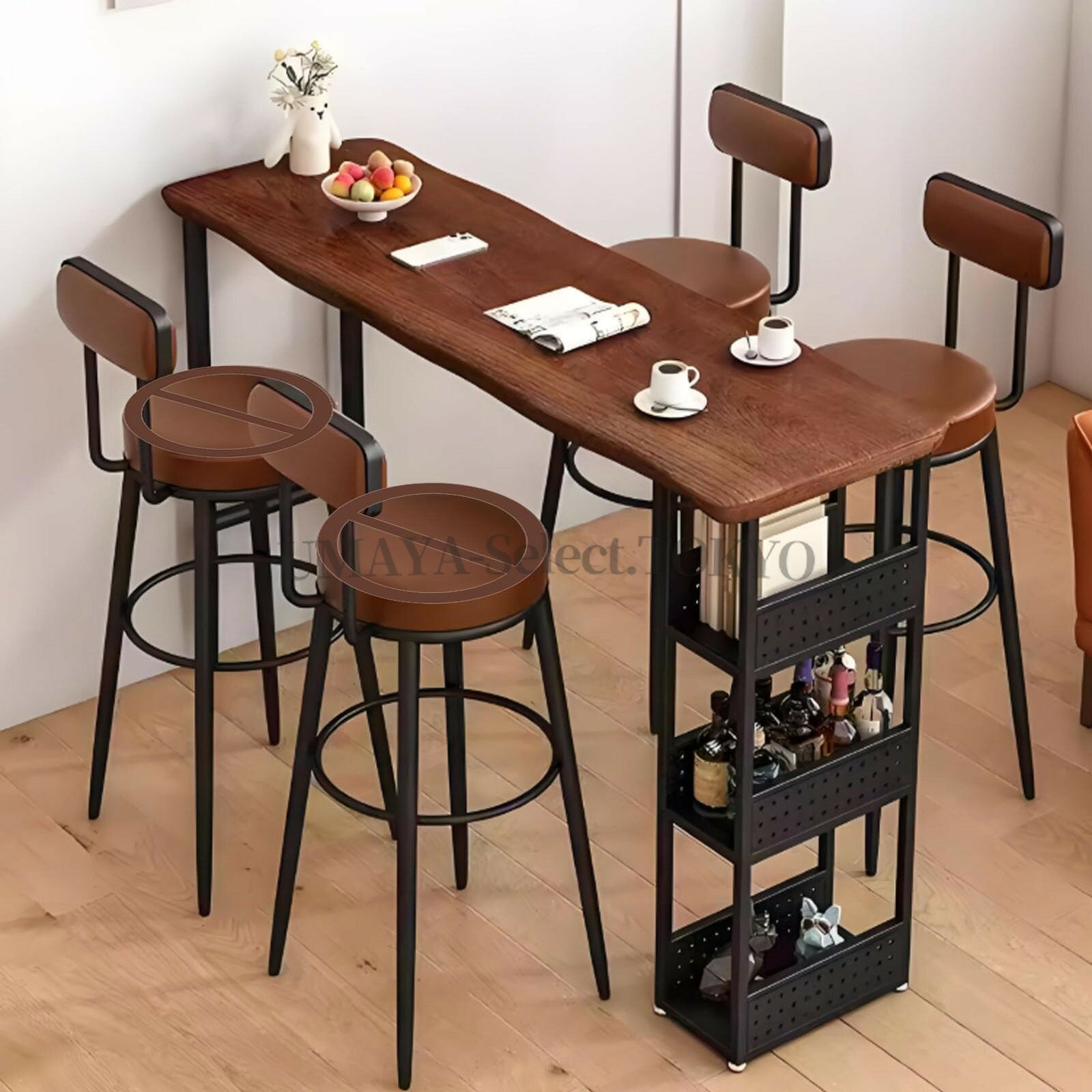 メーカー希望小売価格はメーカーカタログに基づいて掲載しています【商品名】カウンターテーブル ロングテーブル ダイニングテーブル テーブル 収納付きバーテーブル 作業台 無垢材 大型デスクトップ 多層収納テーブル脚 耐荷重補強 厚み50mmの...