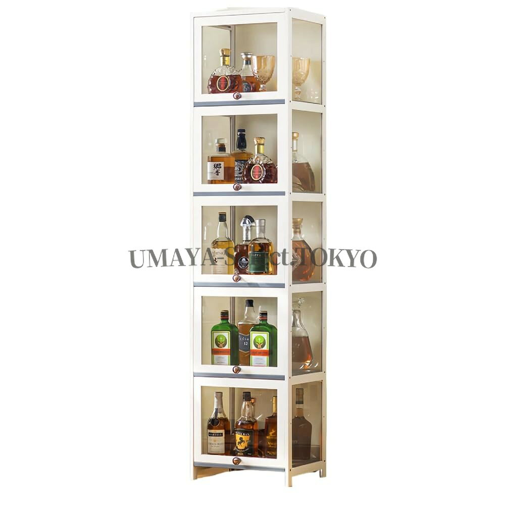 【商品名】酒棚ワインラック ウイスキー棚 ディスプレイ キャビネット 酒類貯蔵ロッカー ワインボトルホルダー 大容量 スペース節約 防塵 密閉型 取り付け簡単 リビングルーム レストラン バーに最適 おしゃ (ホワイト,3段 幅40cm)【...