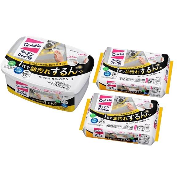 1枚でレンジまわりから壁まで、油料理をした後に飛び散った油汚れをスッキリ落とし、99％以上除菌ができる台所用掃除シートです。 丈夫な凸凹シートだから、よれずにしっかりふきとれます。洗浄成分は植物由来です。 電子レンジの内側やキッチンの家電製...