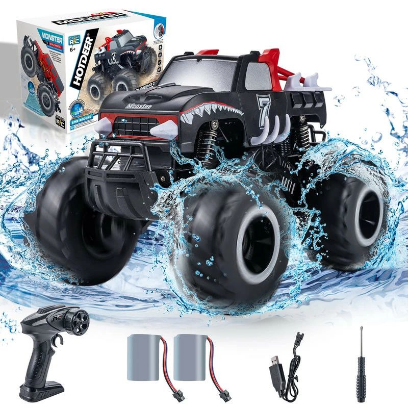 商品名：ラジコンカー 水陸両用防水レベル :IPX6操作時間 :約50分（バッテリー2個）充電時間: 約120分ラジコンカーバッテリー :7.4V/900mAh操作距離: 約60m（干渉なし、障害物なし）操作スピード: 15km/h周波数 ...