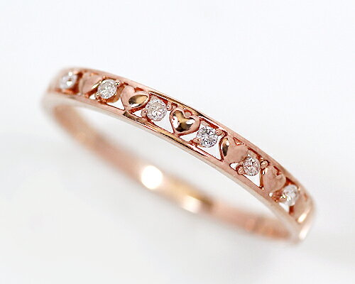 セット内容 化粧箱・品質保証書 地　金 10金ピンクゴールド 　 石について ダイヤモンド：6石/合計0.03ct （Hカラー、Iクラス） 大　き　さ 　最大幅：幅2.5mm ダイヤ1石：直径約1.0mm 総　重　量 　 約0.8g 刻　印...