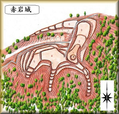 [完成品] 　赤岩城（気仙沼市松川）日本の城　お城のジオラマ模型　プラモデル　城郭模型 宮城の城 ★★サイズ　コレクションケース244×244×261mm ★参考画像は「余湖くんのホームページ」よりの縄張り図ですが、ケース内で作れる範囲でお...