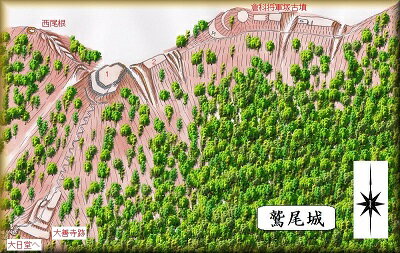 [完成品] 鷲尾城（千曲市倉科石杭）日本の城　お城のジオラマ模型　プラモデル　城郭模型 長野の城 ★★サイズ　コレクションケース244×244×261mm ★参考画像は「余湖くんのホームページ」よりの縄張り図ですが、ケース内で作れる範囲でお...