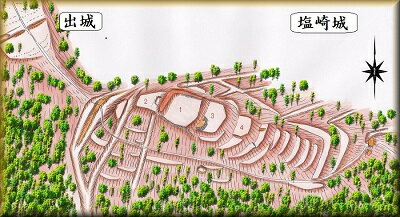 [完成品] 塩崎城・五万長者城・白助城（長野市篠ノ井塩崎長谷）日本の城　お城のジオラマ模型　プラモデル　城郭模型 長野の城 ★★サイズ　コレクションケース244×244×261mm ★参考画像は「余湖くんのホームページ」よりの縄張り図ですが...