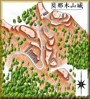 [完成品] 貝那木山城（奈良市都祁白石町2779）日本の城　お城のジオラマ模型　プラモデル　城郭模型 奈良の城 ★★サイズ　コレクションケース244×244×261mm ★参考画像は「余湖くんのホームページ」よりの縄張り図ですが、ケース内で...