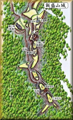 城ミニ[完成品] 　飯盛城　(大阪府)　続日本100名城　日本の城　お城のジオラマ模型　プラモデル　城郭模型 鍬匠甲冑屋★ ★★サイズ　コレクションケース244×244×261mm ★参考画像は「余湖くんのホームページ」よりの縄張り図ですが...