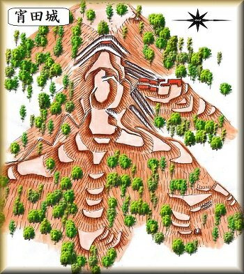 城ミニ[完成品] 宵田城（豊岡市日高町岩中字城山）兵庫の城　　日本の城　お城のジオラマ模型　プラモデル　城郭模型 ★ケース244×244×261mm ★参考画像は「余湖くんのホームページ」よりの縄張り図ですが、ケース内で作れる範囲でお作りし...