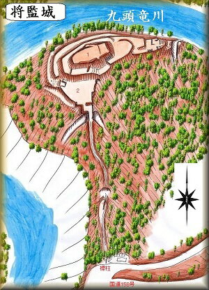 [完成品] 将監城・勝原城（大野市西勝原）福井の城　日本の城　お城のジオラマ模型　プラモデル　城郭模型 ★サイズ　ケース244×244×261mm ★画像は「余湖くんのホームページ」よりの引用で、こちらを参考に作ります。★オーダーメイド商品...