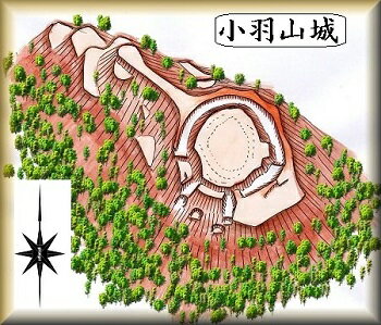 [完成品] 小羽山城（福井市清水町小羽町）福井の城　日本の城　お城のジオラマ模型　プラモデル　城郭模型 ★サイズ　ケース244×244×261mm ★画像は「余湖くんのホームページ」よりの引用で、こちらを参考に作ります。★オーダーメイド商品...