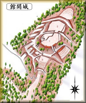 [完成品] 館開城（志賀町館開）石川の城　日本の城　お城のジオラマ模型　プラモデル　城郭模型 ★サイズ　ケース244×244×261mm ★画像は「余湖くんのホームページ」よりの引用で、こちらを参考に作ります。★オーダーメイド商品に付き納品...