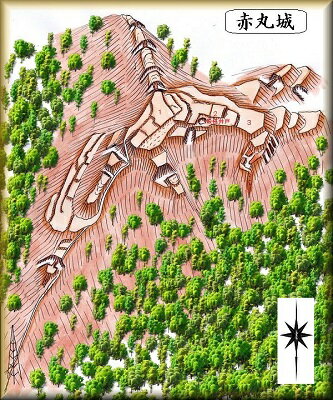 [完成品] 赤丸城（高岡市福岡町赤丸城ヶ平）富山の城　日本の城　お城のジオラマ模型　プラモデル　城郭模型 ★ケース244×244×261mm ★参考画像は「余湖くんのホームページ」よりの縄張り図ですが、ケース内で作れる範囲で作ります。★オー...