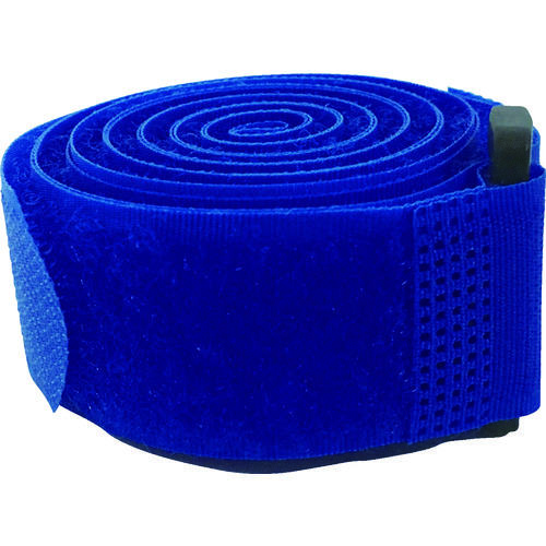簡単結束、使い方自由自在です。●発注コード／828−0519●用途／長尺物の巻止めや簡易結束など。●色／ブルー●幅／25（mm）●厚さ／2（mm）●長さ／1．3（m）●最大使用荷重／10kg●材質／本体：ナイロン、樹脂カン：ポリアセタール●...