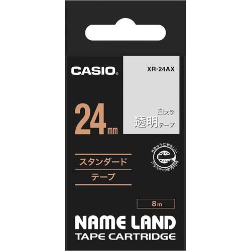 ネームランド用スタンダードテープ。●テープ幅／24mm●ラベル色／透明●文字色／白●テープ長さ／8m●単位／1個●メーカー品番／XR−24AX▼kaumall▼
