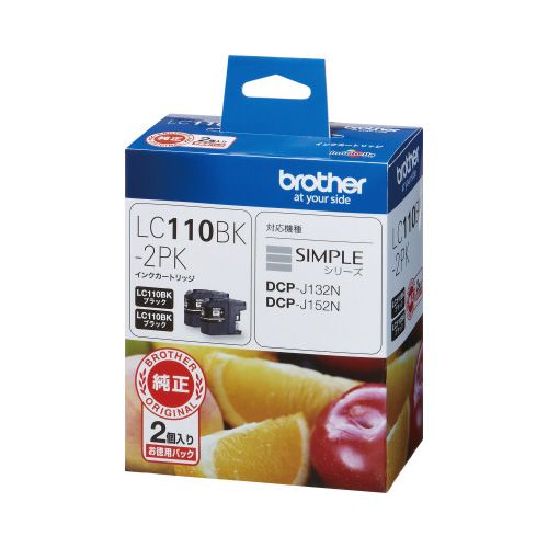 ●対応機種／DCP−J132N／J137N／J152N●カラー／ブラック●型番／LC110BK−2PK●仕様／ブラザー純正インクカートリッジ●インク／顔料●単位／1パック（2個入）●メーカー品番／LC110BK−2PK※メーカーの都合により...