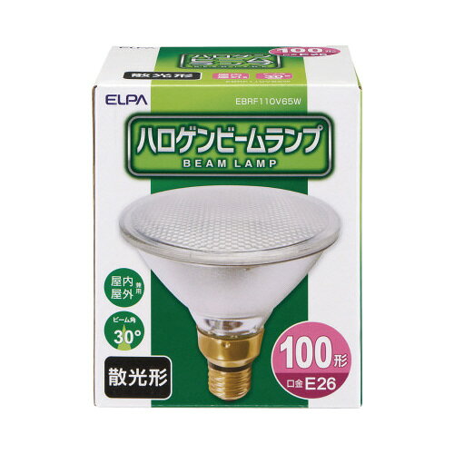 屋内外で使用できるビームランプ！●種別／100形●定格電力／65W●寸法／121×130mm●ビーム光束／320lm●定格寿命／約2000時間●口金／E26●密閉型器具対応／非対応●断熱材施工器具対応／非対応●調光器具対応／非対応●屋外器具...