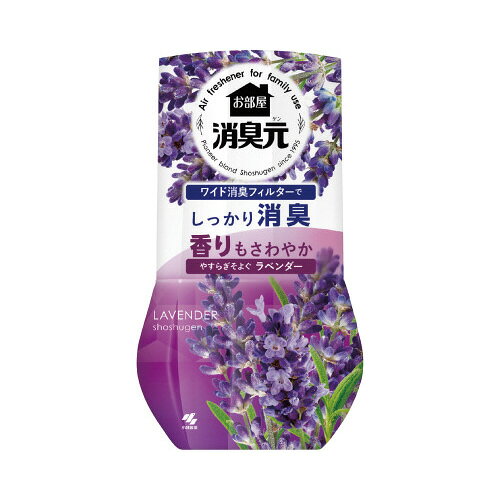 でっかいろ紙がお部屋のイヤなニオイを強力消臭します。●容量／4ml●持続期間／約1．5から3ヵ月（香りの持続期間はろ紙の引き上げ高さと使用環境により異なります）●部屋用●ラベンダーの香り●成分／両性界面活性剤系消臭剤、香料、界面活性剤（非イ...