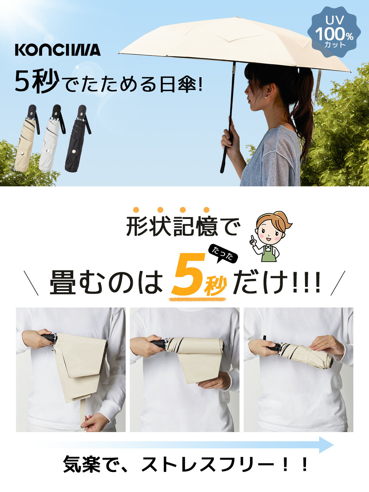 超軽量konciwa折りたたみ傘レビュー。口コミ評判の雨日傘！読み方はコンチワ？どこで売ってる？ | 暮らしに旅するカタログ 〜地球で見つけた、小さくて役立つもの〜
