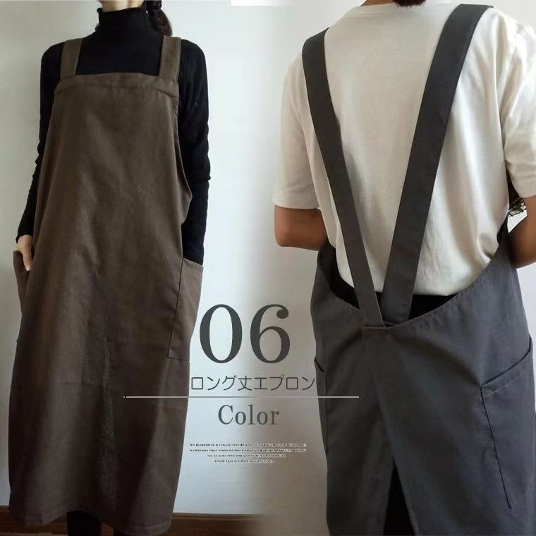 ゆったりすぽっと被るだけ そのまま外出！エプロン チュニックエプロン ワンピース ロング丈 かぶる ワークエプロン カフェエプロン 北欧風 保育士 美容師 花屋■　商品説明スポっとかぶれて外出も出来ちゃうゆったりロング丈のワンピースエプロン...