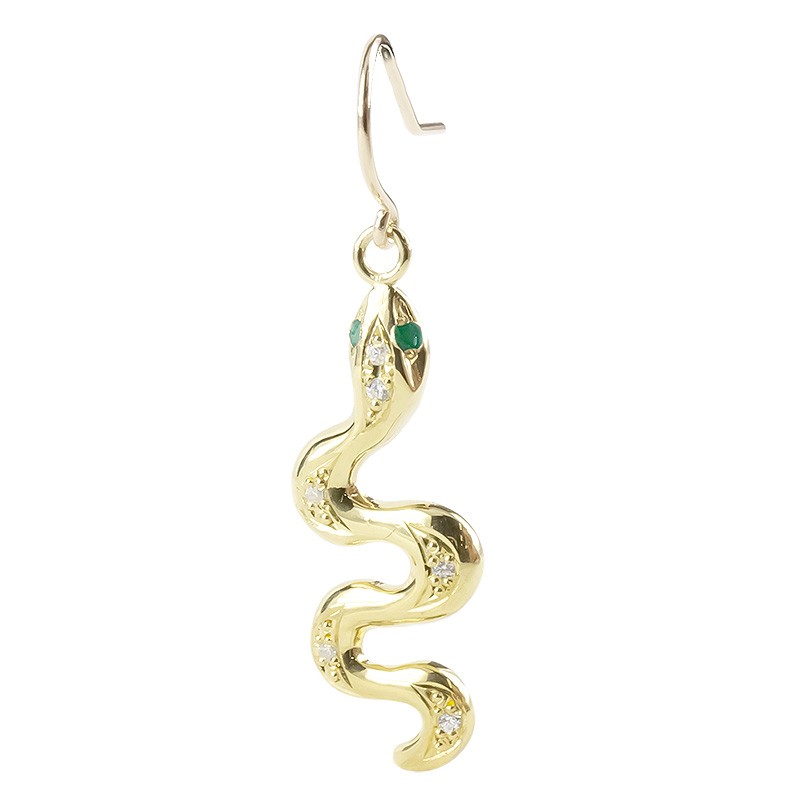 最短発送商品はこちらから♪お勧めポイント幸運のモチーフであるスネークに宝石をちりばめた個性的なフックピアス裏抜きが無いのでボリュームも存在感も抜群願いを込めて大切な方へのプレゼント 自分へのご褒美にとお買い求め下さいこちら商品は片耳専用です...