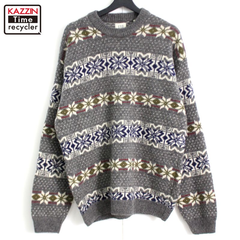 90s ヴィンテージ ギャップ GAP ノルディック柄 シェットランドウール ニットセーター 古着 ★ メンズ 表記XLサイズ グレーCondition 状態コンディション追記※記載しきれない微細な汚れやダメージがある場合がございます。あく...