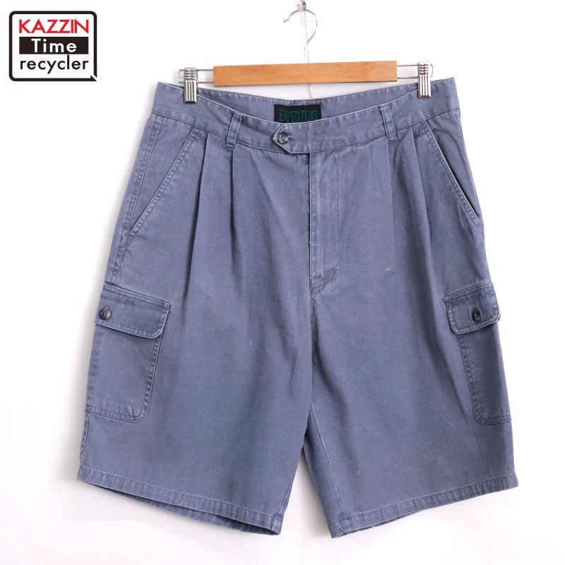 【中古】90s ヴィンテージ EXPEDITIONS 2タック カーゴ キャンバス ショートパンツ 古着 メンズ Mサイズ相当 ネイビーCondition 状態コンディション追記全体 : 色あせ・スレ※記載しきれない微細な汚れやダメージがあ...