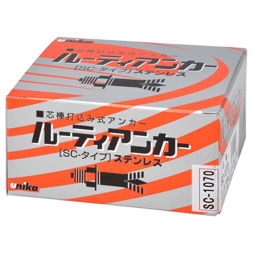 ・材質:ステンレス ・ねじ径(外径):M10 ・全長:70mm ・ねじ長:25mm ・最大使用厚:15mm ・埋込み深さ:40mm ・最大引抜強度:15.2kN