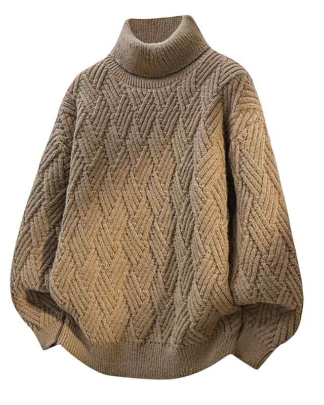 [foveitaa] セーター メンズ 冬服 タートルネック 大きいサイズ ニット トップス 厚手 防寒 暖かい シンプル オシャレ ケーブル編み 長袖 カジュアル ゆったり 人気 無地 春秋冬物 男女兼用【L=日本M】 身長の目安:165...