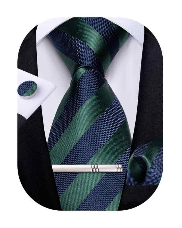 [DiBanGu] ネクタイ ストライプ ネクタイ ハンカチ カフスボタン タイピン セット 結婚式 ビジネス 入学式 卒業式 忘年会【セット内容】：ネクタイ(長さ150cm*大剣先幅8cm)、ポケットチーフ（23*23cm）、タイピン、3...