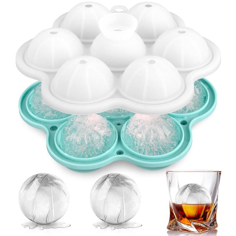 GESPERT 製氷皿 丸氷 製氷器 丸い氷 直径4.5cm 溶けにくい シリコーン製 透明な氷 作る 氷トレー 省スペース 6個穴 ブルー