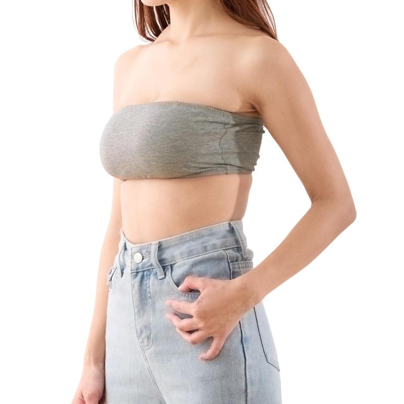 [Arache＼アラチー] カップ付きチューブトップ ストラップ取り外し可能 ズレずに盛れる 谷間メイク 脇高 ドレスブラ 紐なしブラ通気性の良い綿100％の糸を使用し、さらっとした肌ざわりで、お出かけの時のインナーとして最適です。カップは...