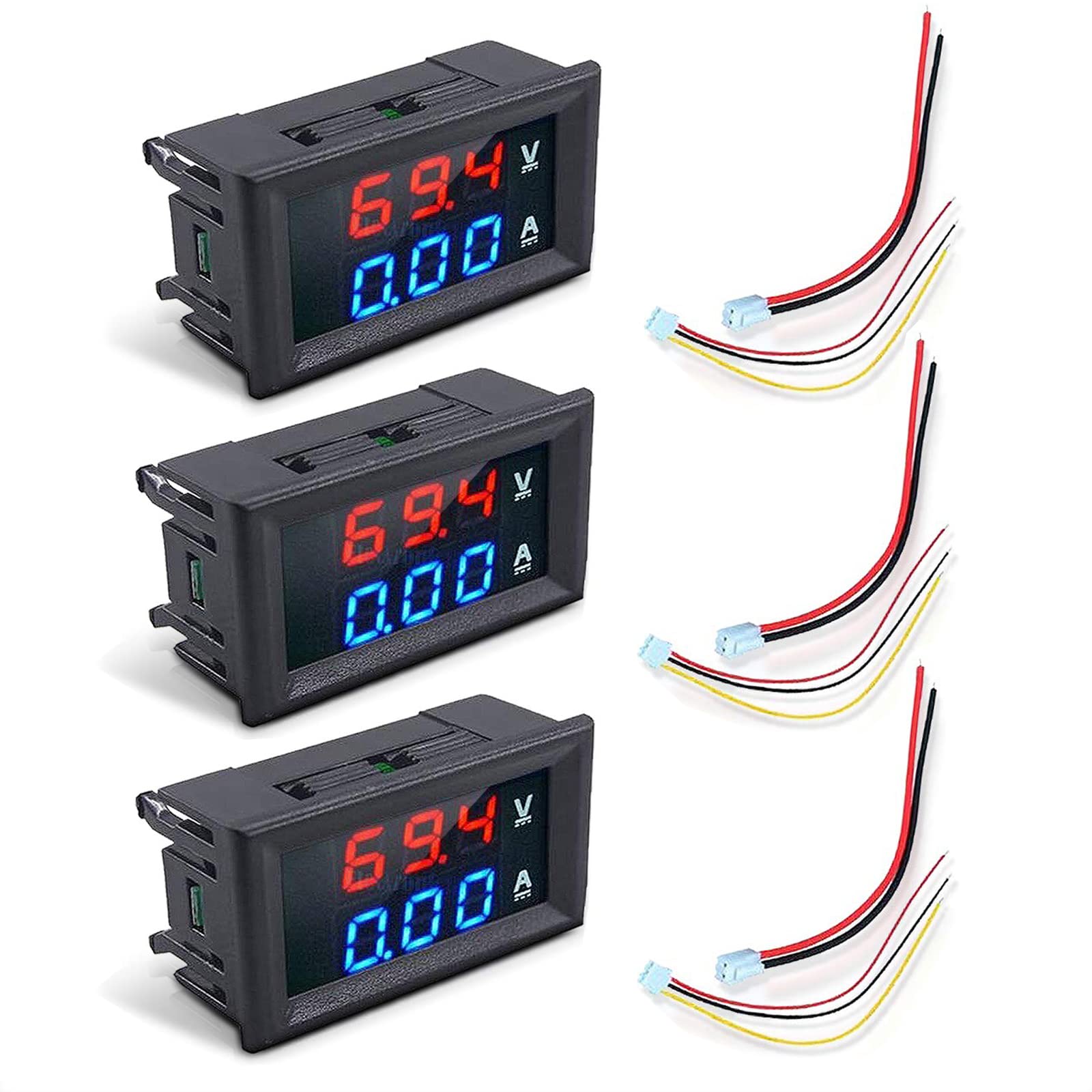 ・サイズ:0.28インチ ・測定範囲:DC 0-100V ・測定電流:10A ・分解能:0.1V、0.01A ・機能:LEDパネル取付け型、逆接続保護、高精度 ・付属品:リード線 ・数量:3個セット