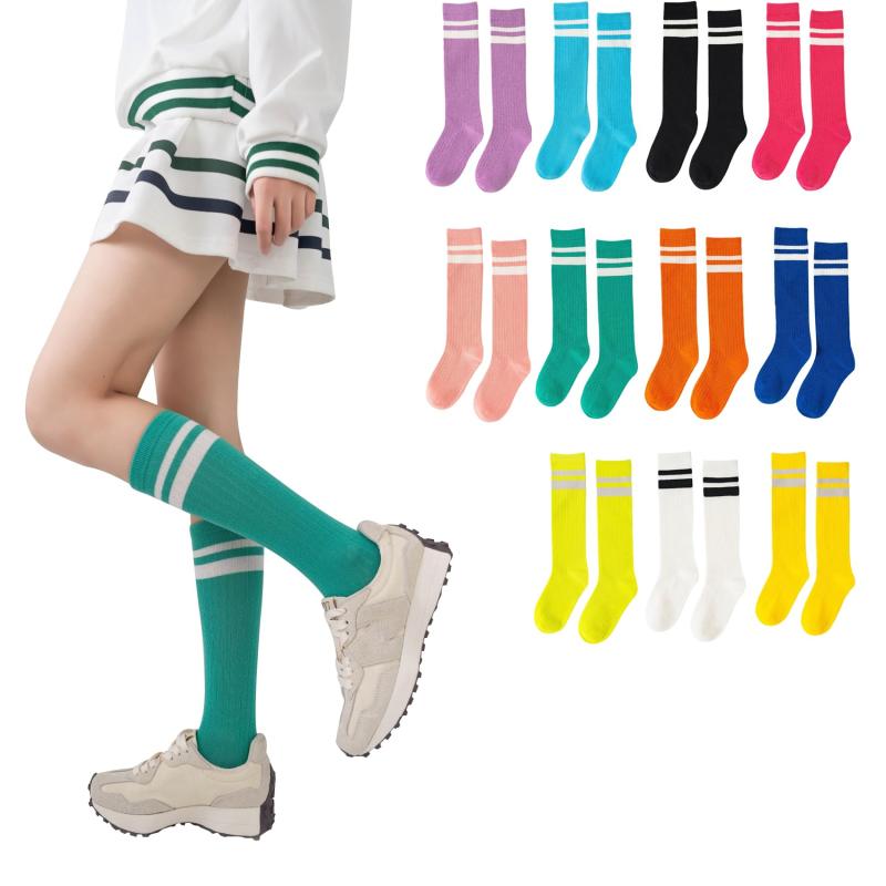 [eigenn] 選べる11色 キッズ靴下 子供ソックス ラインソックス カラフル ハイソックス キッズ 子供 靴下 ソックス 女の子 男の子 ボーダーソックス 運動会 ダンス 目立つ 蛍光色 リブ編み ネオ1、素材：80％綿、20％ナイロ...
